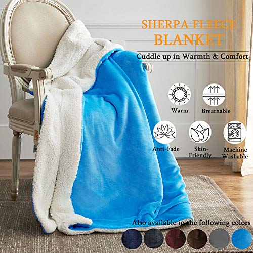 SONORO KATE Sherpa Fleece Blanket Queen Size - Luxurious Double Reversible Super Soft Thick Fuzzy Plush,Warm Cozy Fluffy Couch Throw Velvet Queen Blanket for Bed(90"x90")