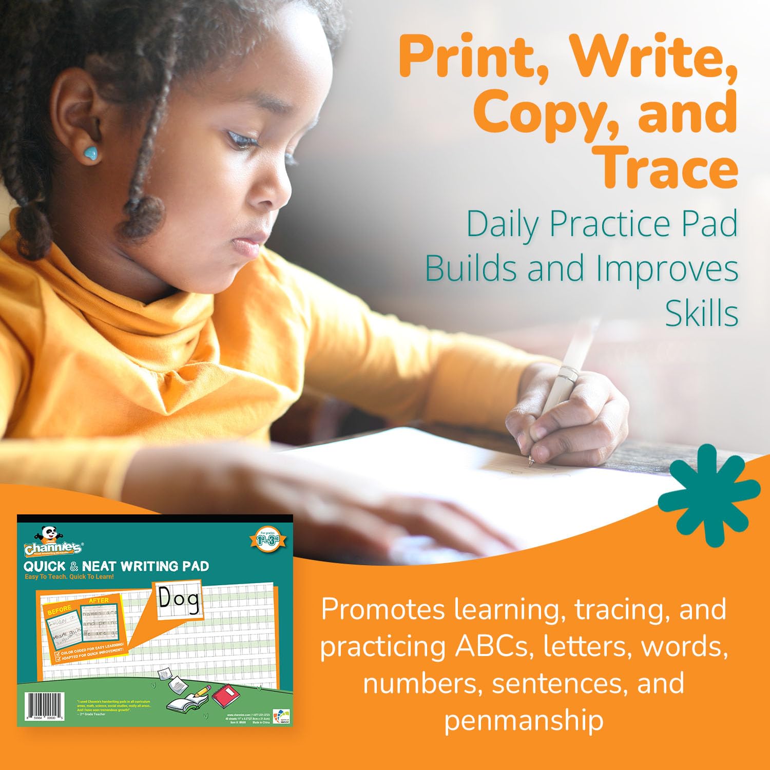 Channie's Visual Handwriting Worksheet for 1st - 3rd Grade | Handwriting Simplified! Visual Writing Tools for Kids | Handwriting Practice for Kids, Kids Writing Book, Practice Writing Book for Kids