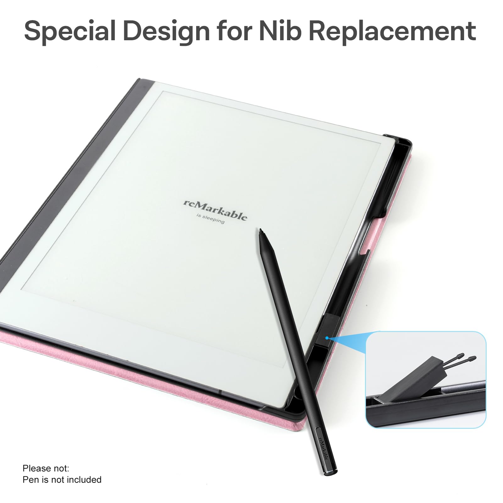 CoBak Case for Remarkable 2 Tablet - Lightweight and Hard Back Shell Protective Book Folio Cover with Built-in Pen Holder - Only for 10.3" 2020 Released (Mist Pink)