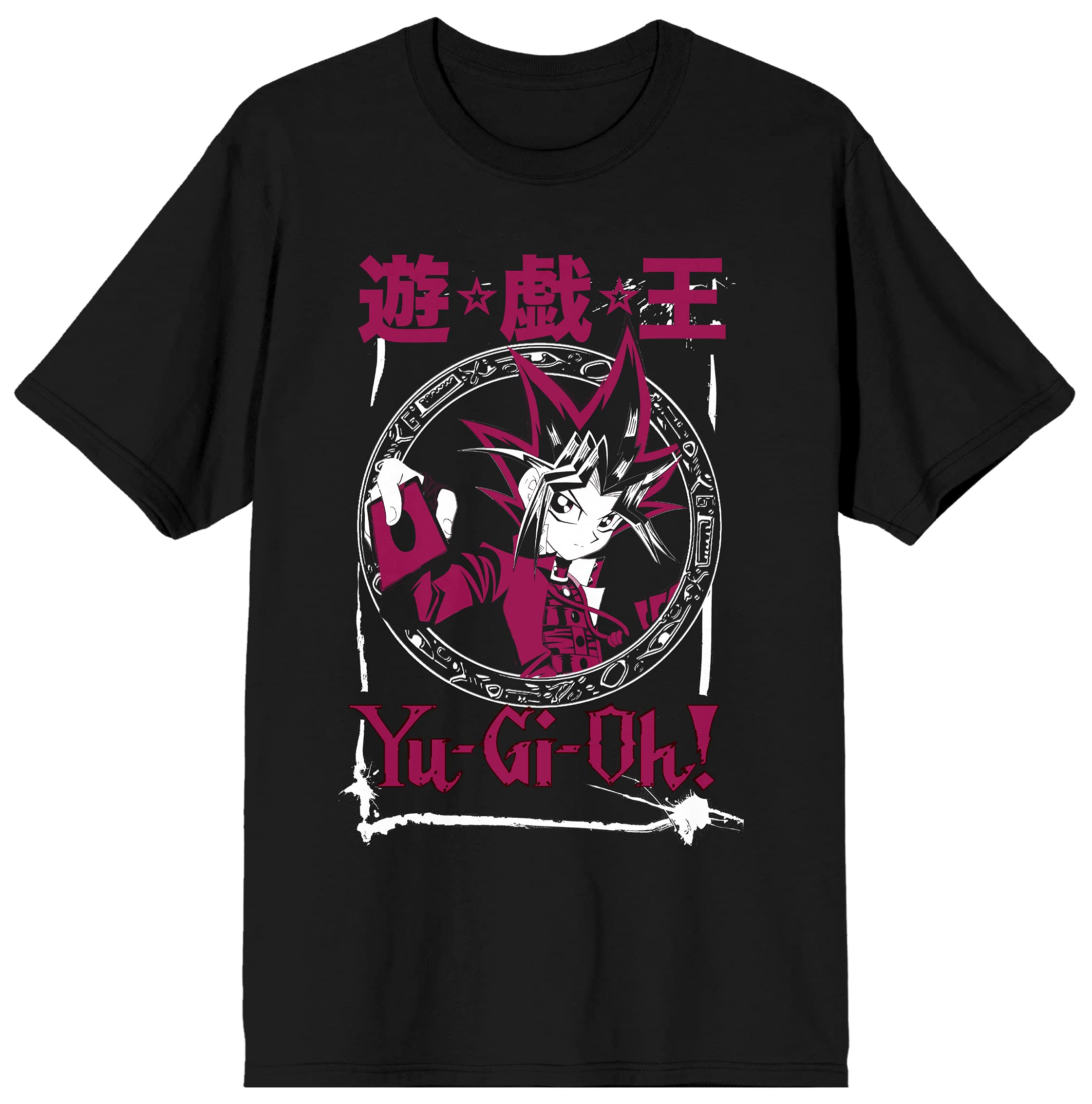 Yu-Gi-Oh! Burgundy and White Design Men’s Black Graphic Tee-XXL