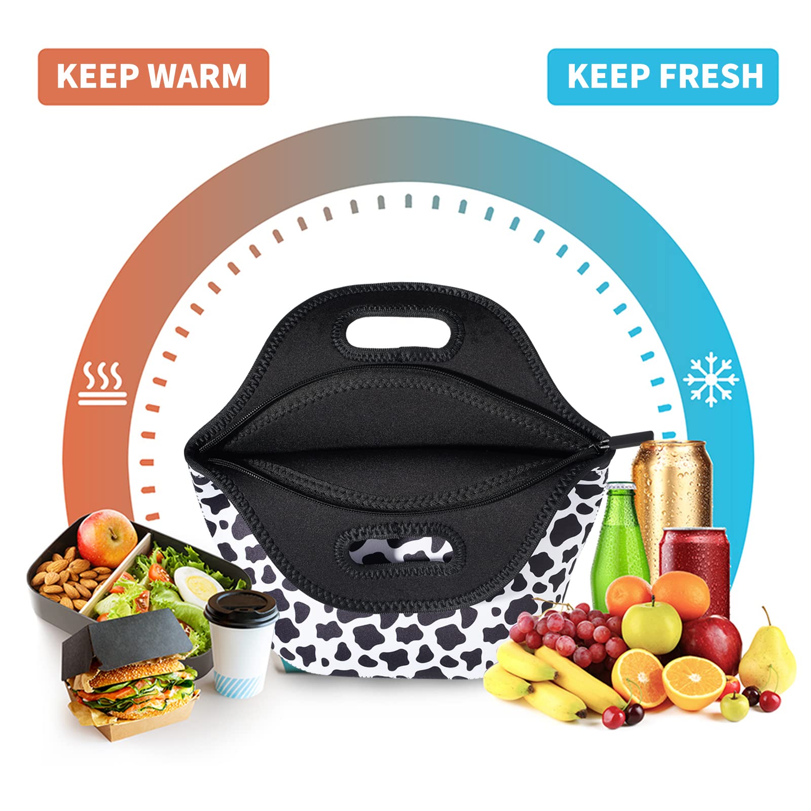 goiealeaes Neoprene Lunch Bag, Thick Insulated Lunch Box - Durable & Waterproof Lunch Tote With Zipper For Outdoor Travel Work School,Men,Women,Office……