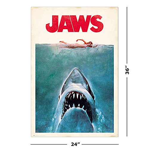 Jaws - Movie Poster (Regular Style - Retro/Vintage Design) (Size: 24" x 36")