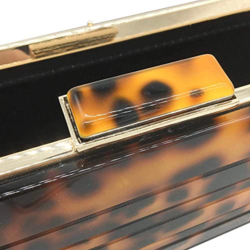Boutique De FGG Leopard Women Acrylic Clutch Purse Evening Bags Fashion Party Dinner Shoulder Handbags (Medium,Leopard)