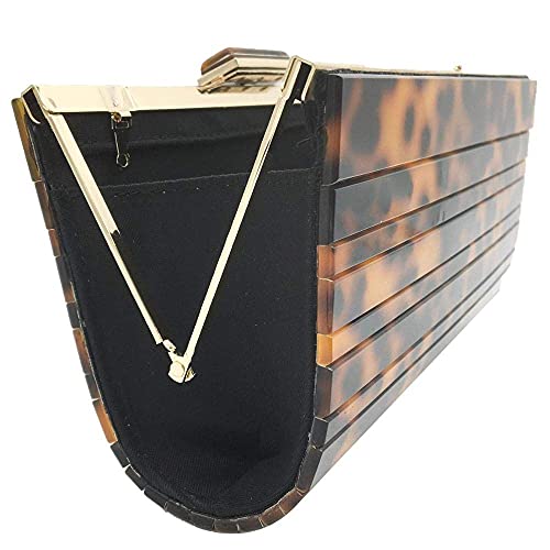Boutique De FGG Leopard Women Acrylic Clutch Purse Evening Bags Fashion Party Dinner Shoulder Handbags (Medium,Leopard)