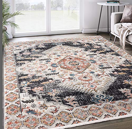 Abani 7'9" x 10'2" Grey & Beige Medallion Area Rug, Azure Collection Classic Accent Rug Rugs