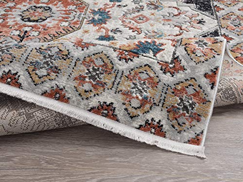 Abani 7'9" x 10'2" Grey & Beige Medallion Area Rug, Azure Collection Classic Accent Rug Rugs