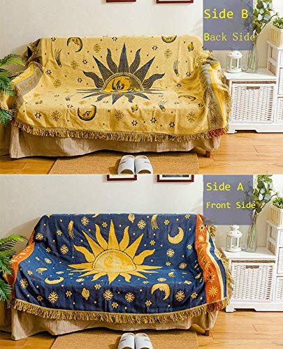 Boho Throw Blanket for Couch, Soft Woven Cotton Jacquard Tassels Throw Blankets for Bed Bohemian Couch Sofa Chair Slipcover Bedspreads Knitted Rug Bed Couch Protector Case for Home Office Decor