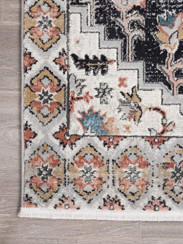 Abani 7'9" x 10'2" Grey & Beige Medallion Area Rug, Azure Collection Classic Accent Rug Rugs