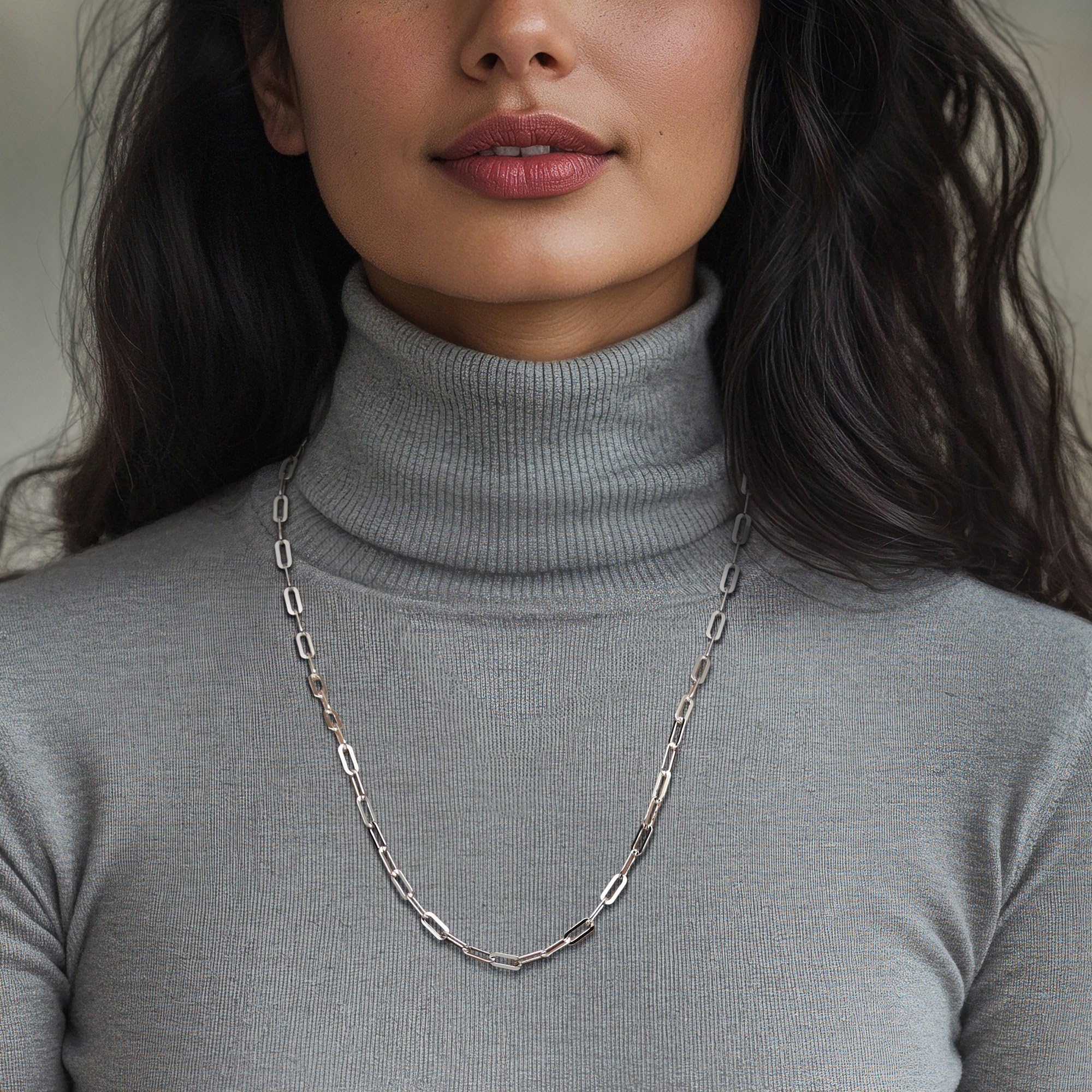 Ross-Simons Italian Sterling Silver Paper Clip Link Necklace. 20 inches