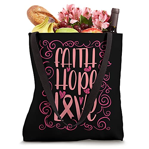 Cute Wear Pink Faith Hope Love Breast Cancer Survivor Tote Bag