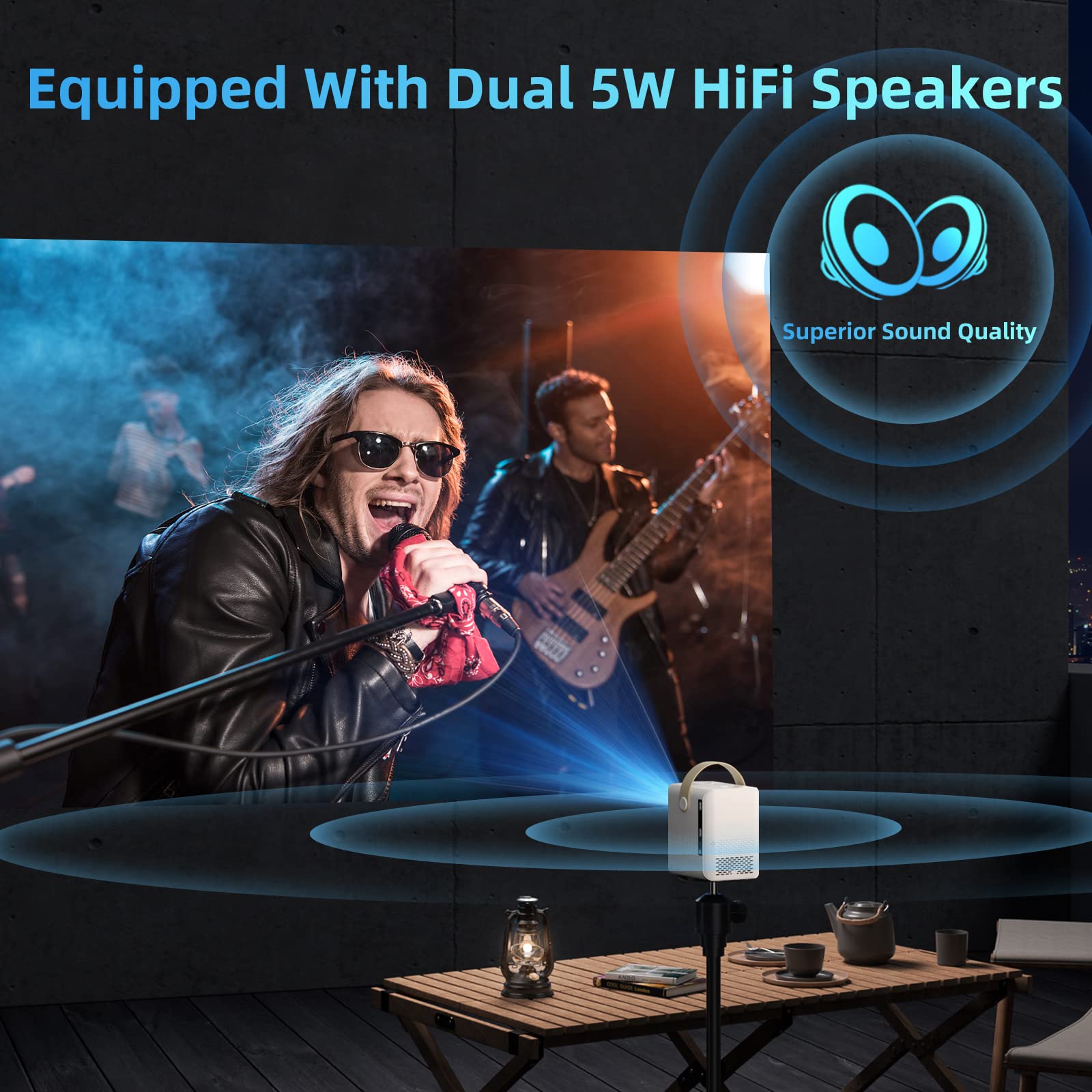 4K Projector with Android System 9.0, 12000 Lumen Projector with WiFi and Bluetooth for Outdoor Movies, Max 300” ±45°4D Display, Compatible with Smartphone, TV Stick, Laptop, PS4/XBOX, HDMI, USB, ZOOM