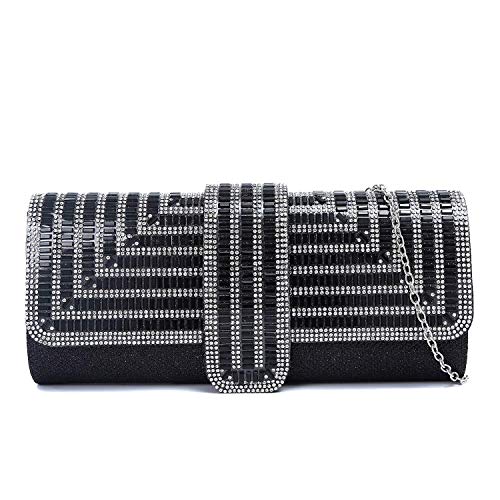 N A Dearcloris Clutch Black Purses for Women Evening Bag Black Rhinestones Clutch Party Handbag Wedding bagâŚ