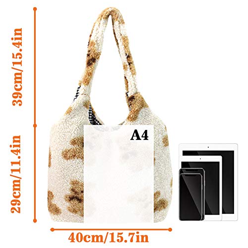 Cute Fluffy Bear Bags Large Tote Handbag Purse Shoulder Bags for Women Girls