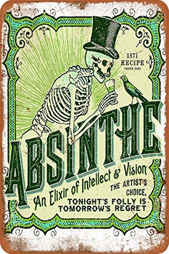 Dafony Absinthe Wall Metal Poster Retro Plaque Warning Tin Sign Vintage Iron Painting Decoration Funny Hanging Crafts for Bar Garden Bedroom Restaurant