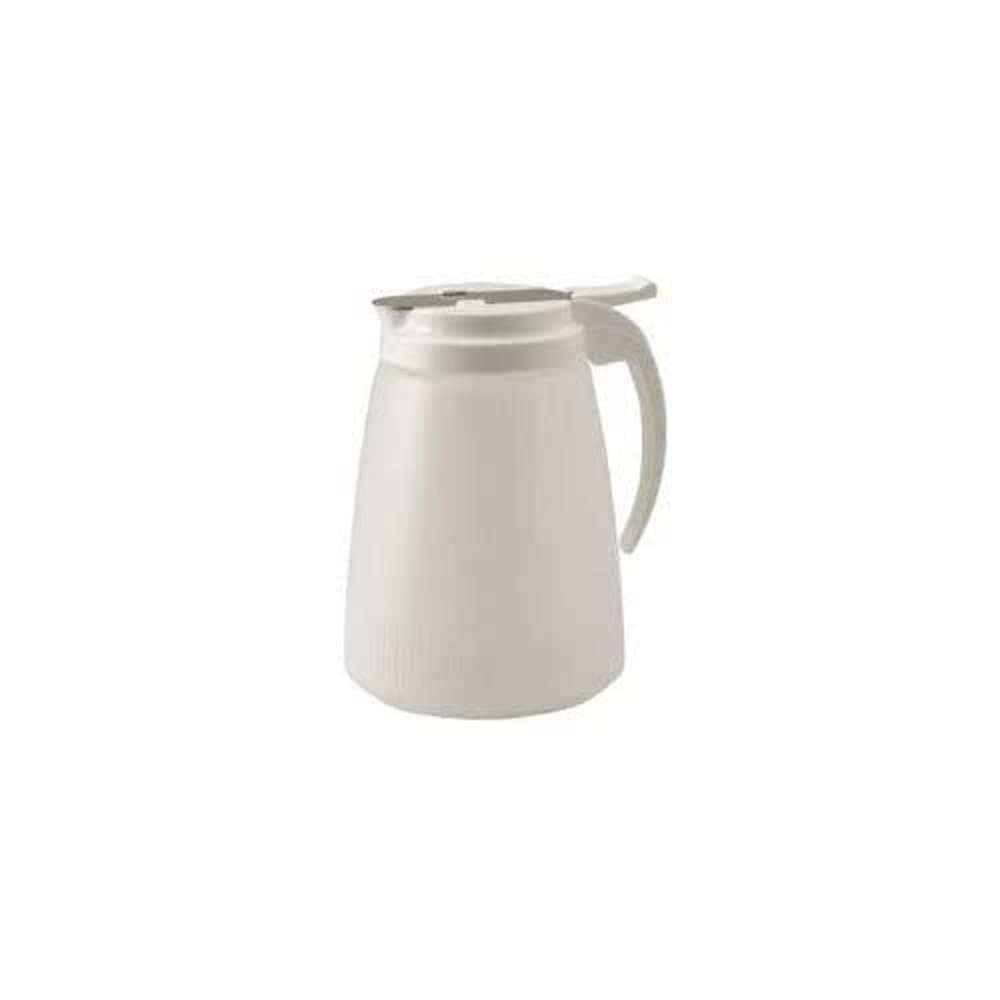 Winco PSUD-32, 32-Ounce Plastic Lid and Stainless Steel Slide Cover Syrup Dispenser, White