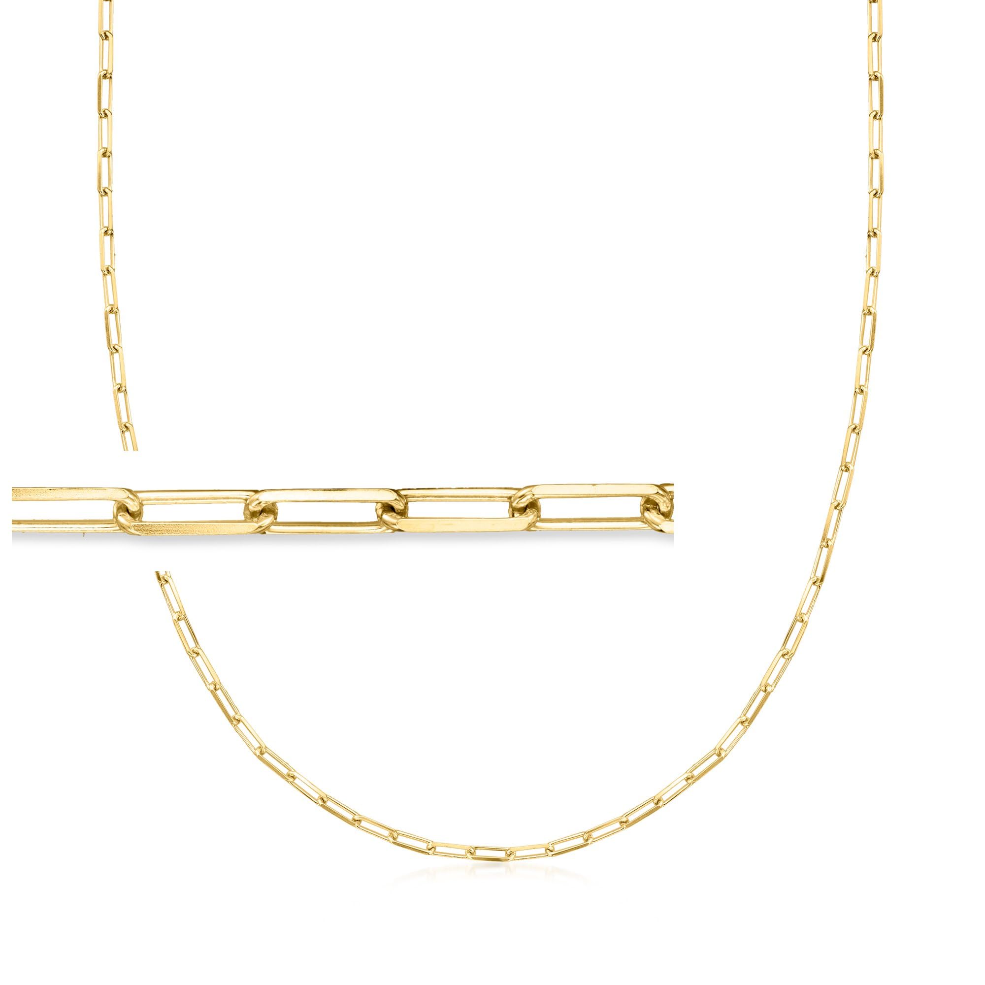 Ross-Simons 2.5mm 18kt Gold Over Sterling Paper Clip Link Necklace. 16 inches