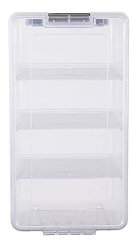 AB Designs 6925ABD Semi Satchel with Removable Dividers, Stackable Home Storage Organization Container, Clear with Sliver Latches and Handle