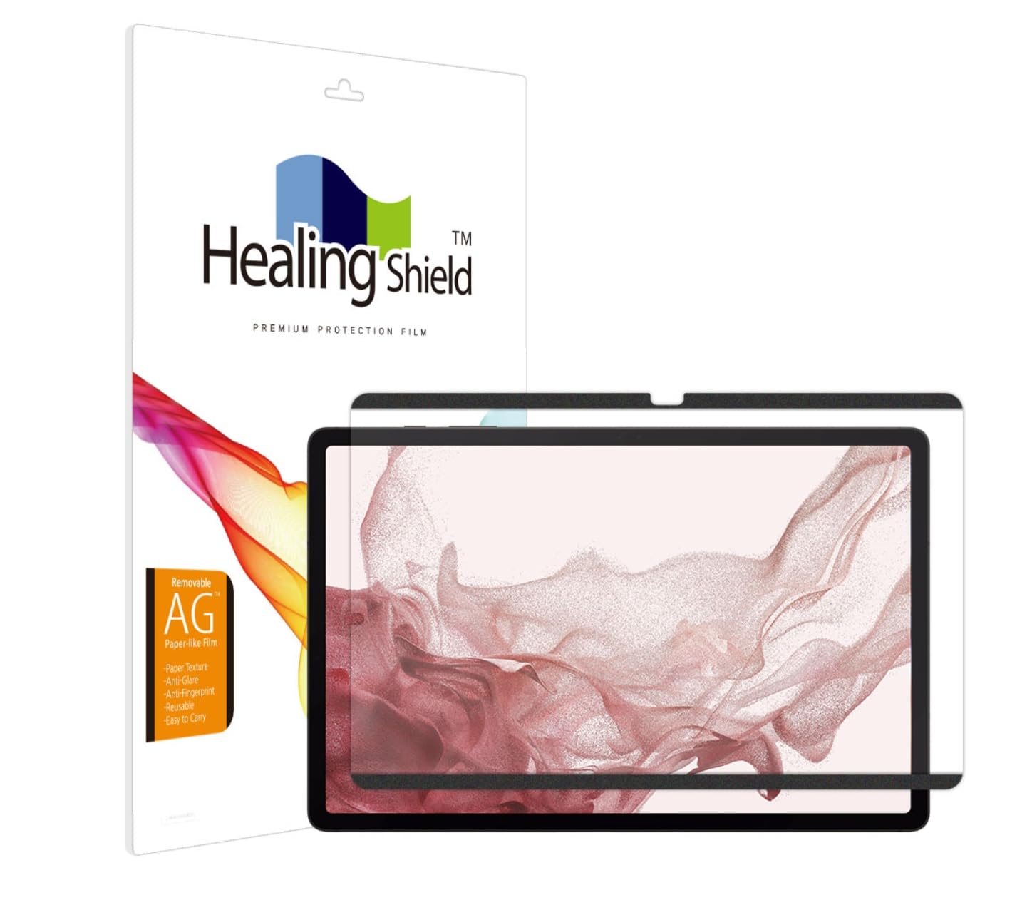 Healing Shield Reusable Paper Texture Screen Protector Compatible with Samsung Galaxy Tab S9 Plus 2023 / S8 Plus 2022 / S7 FE 2021 / S7 Plus / S7+ (12.4), Detachable and Removable Anti Glare Matte