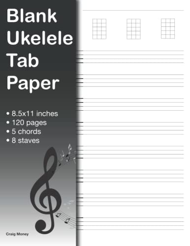 Blank Ukelele Tab Paper: Ukelele Tablature Manuscript Paper With Chord Diagrams