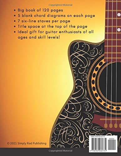 Guitar Tab Notebook: Blank Guitar Sheet Music for Musicians, Songwriters and Students