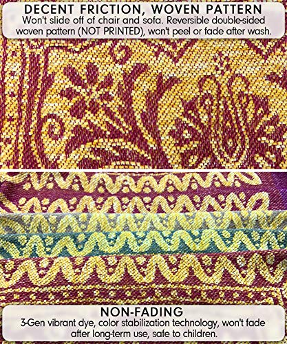 MayNest Bohemian Tribal Throws Blankets Reversible Colorful Red Blue Boho Hippie Chenille Jacquard Fabric Throw Covers Large Couch Furniture Sofa Chair Loveseat Recliner Oversized (Red, S:75x60)