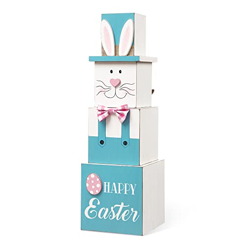 Glitzhome Easter Bunny Porch Decor Double-Sided Rabbit and Uncle Sam Decoratie Nesting Boxes Welcome Sign, 24" H, Multiful Color