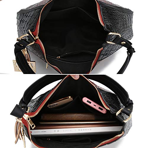 MKF Hobo Bag for Womens Fashion β PU Leather Shoulder Purse Tassel, M Charm β Top Handle Multi-pocket Handbag Brown