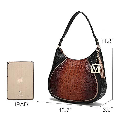 MKF Hobo Bag for Womens Fashion β PU Leather Shoulder Purse Tassel, M Charm β Top Handle Multi-pocket Handbag Brown