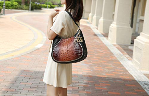 MKF Hobo Bag for Womens Fashion β PU Leather Shoulder Purse Tassel, M Charm β Top Handle Multi-pocket Handbag Brown