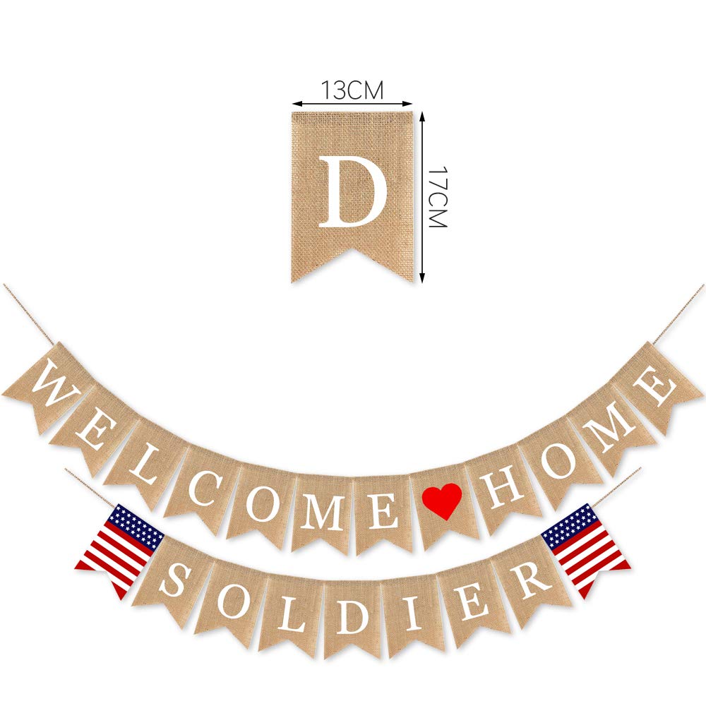 SWYOUN Burlap Welcome Home Soldier Banner Military Army Family Homecoming Party Decorations