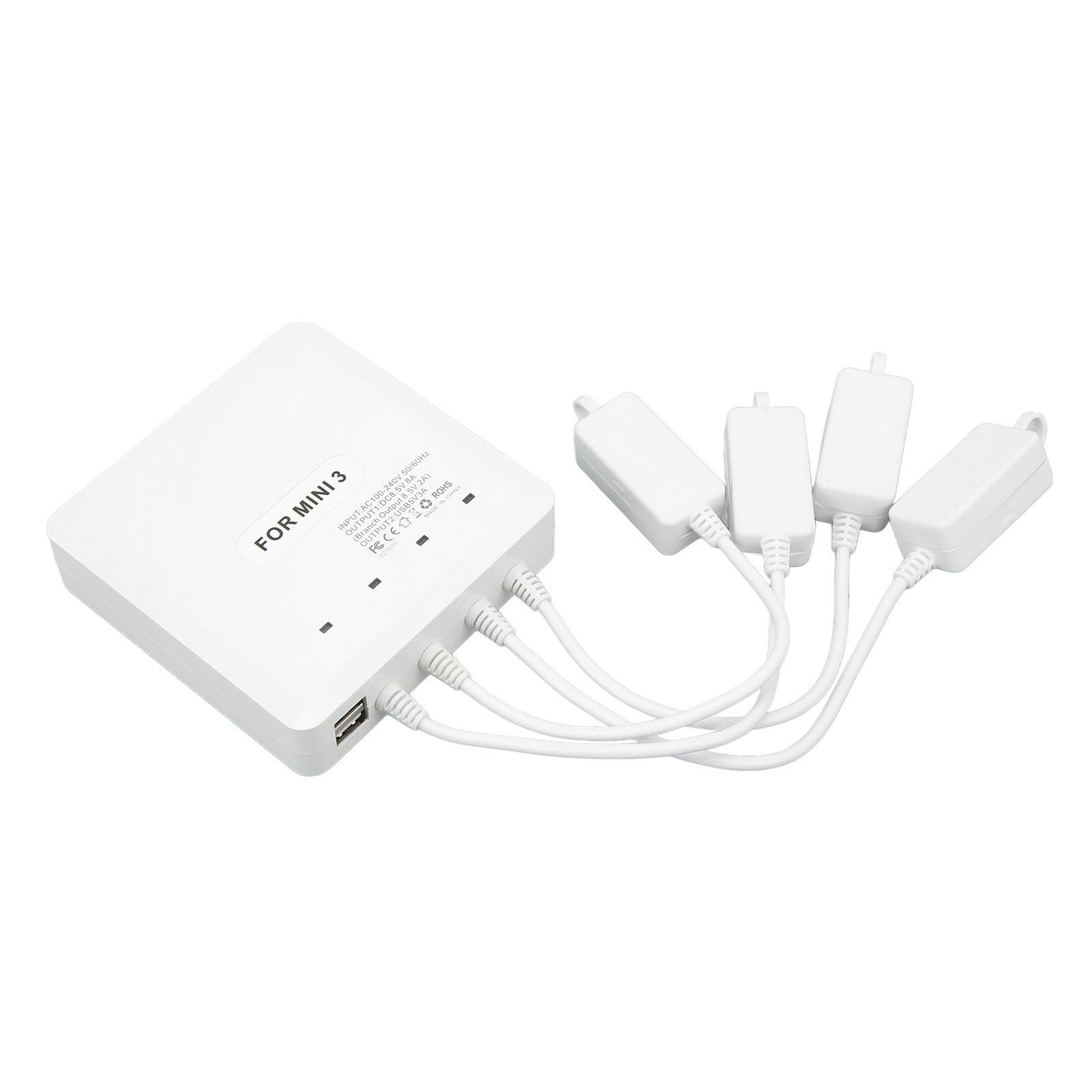 Tnfeeon Drone Battery Charging Hub, 4 Way Plastic Casing 5V 3A USB Output Drone Battery Charger for Mini 3 Pro (US Plug 100‑240V)