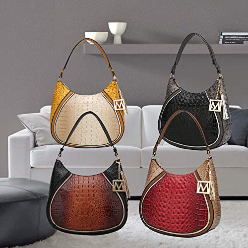 MKF Hobo Bag for Womens Fashion β PU Leather Shoulder Purse Tassel, M Charm β Top Handle Multi-pocket Handbag Brown