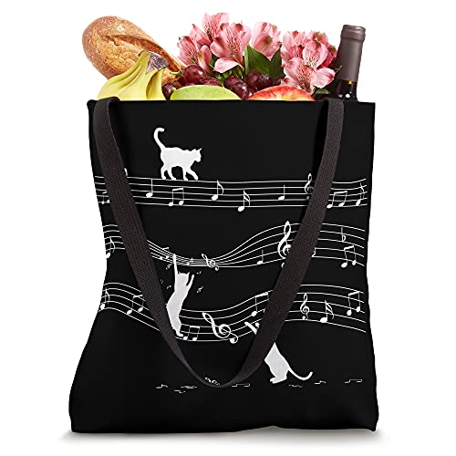Piano Music Notes Playful Cat Tote Bag
