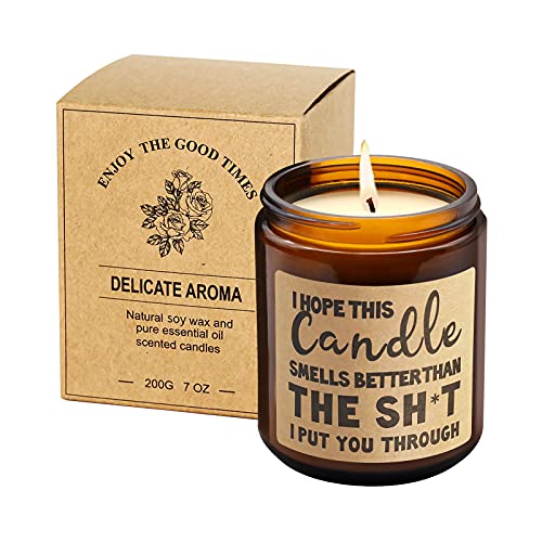 Aromaflare Scented Candles Best Friend Funny Mother Father's Day Gifts for Women Personalized Birthday Gift for Sisters Bestie Unique Christmas Presents for Female (Brown c)