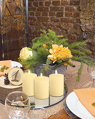 Mottled Pillar Candles by Bask - Set of 8 - 3" x 4" Dripless Unscented Candles in Ivory for Home Decor, Relaxation & All Occasions
