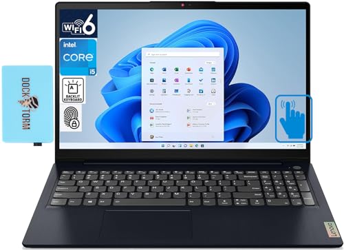 Lenovo IdeaPad 3 15.6" Touchscreen IPS FHD Abyss Blue Laptop (Intel i5-1235U, 8GB RAM, 1TB PCIe SSD, Intel Iris Xe, Backlit KYB, FP, WiFi 6, BT 5.2, Webcam, Win 11 Home) w/Dockztorm Hub