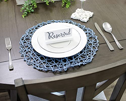 Darware Wooden Reserved Signs for Tables (6-Pack, White); Rustic Real Table Signs with Sign Holders for Weddings, Special Events, and Restaurant Use