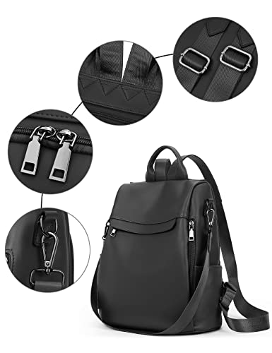 Telena Backpack Purse for Women, PU Leather Anti Theft Travel Backpack Purse Shoulder Bags with Tassel Pure Black