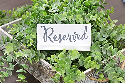 Darware Wooden Reserved Signs for Tables (6-Pack, White); Rustic Real Table Signs with Sign Holders for Weddings, Special Events, and Restaurant Use