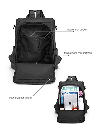 Telena Backpack Purse for Women, PU Leather Anti Theft Travel Backpack Purse Shoulder Bags with Tassel Pure Black