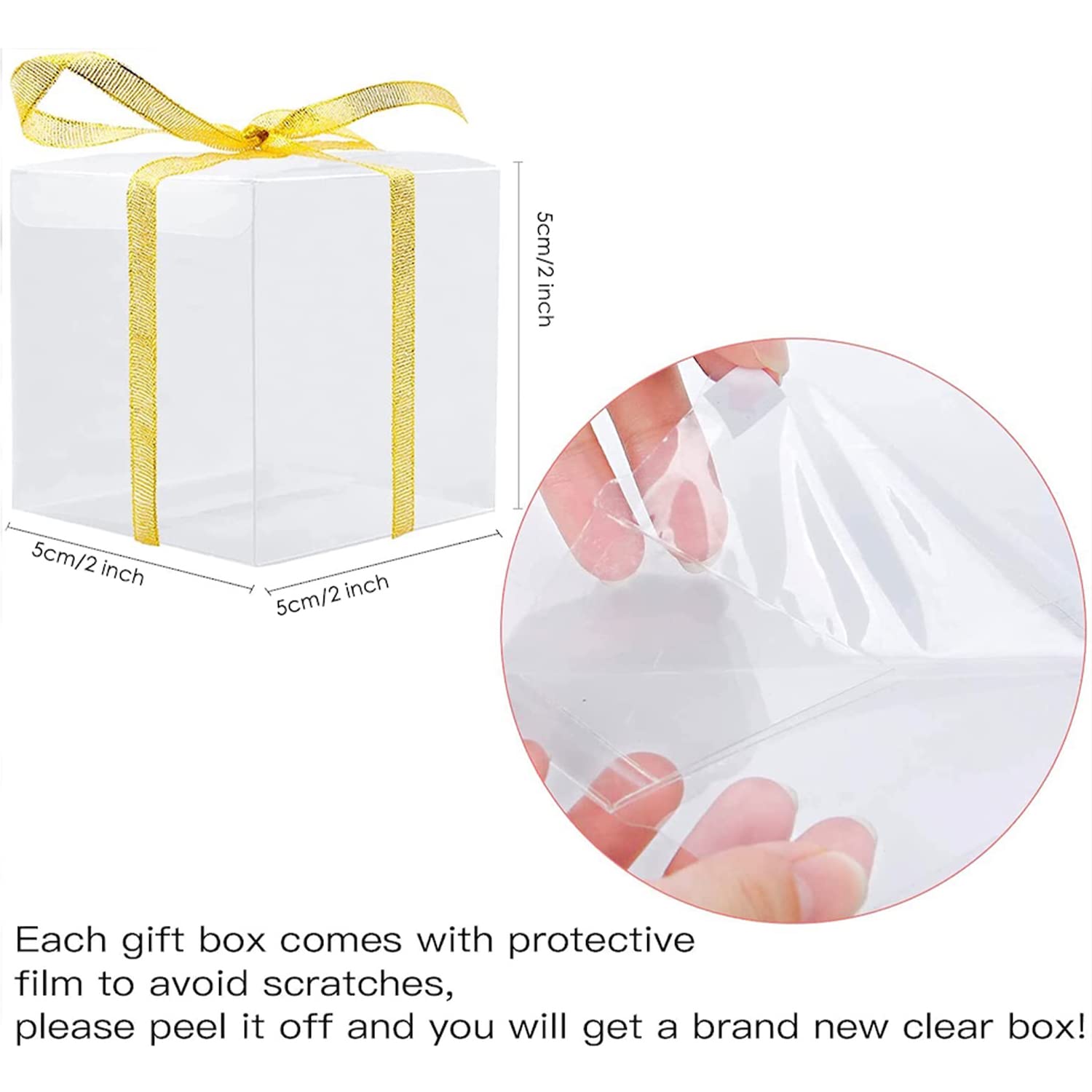 Coobbar Clear Candy Gift Box,30 Pack Empty Clear PVC Plastic Boxes Gift Boxes for Party Favors, Wedding, Birthday Presents, Candy, Cupcakes, Jewelry,Christmas Gift Packing (2 x 2 x 2 Inch)