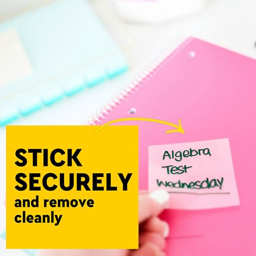 Post-it Transparent Notes, 2.8 in. x 2.8 in., Blue, Pink, Green and Orange Sticky Notes, School Supplies, Office Products, Great for Studying, 8 Pads