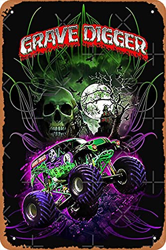 Grave Digger Monster jam Monster Truck Poster Metal Tin Sign 8" x 12" Vintage Retro Man Cave Wall Decor