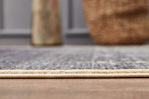 Abani Southwestern Distressed Vintage Style Area Rug, Mesa Collection - Blue & Beige Plant Stalk Design 6'x9' Accent Rug Rugs