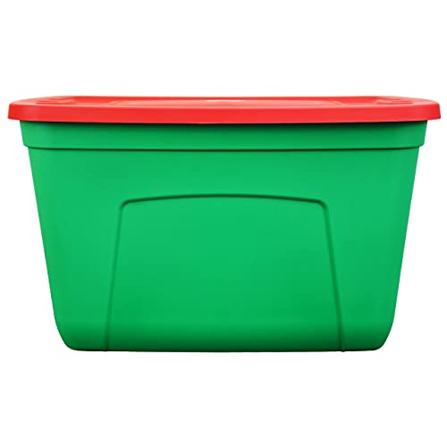 SIMPLYKLEEN 4-Pack Christmas Storage Totes with Lids (Red/Green), 18-Gallon (72-Quart) Organization Bins, 25.50" x 17.00" x 15.25", Holiday Organizer, Plastic Storage Container Made in the USA