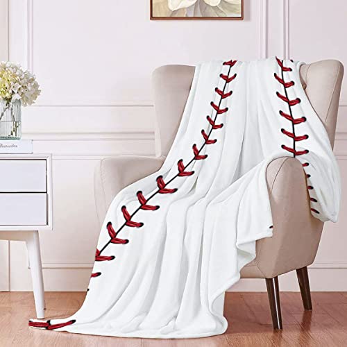 RICKYOUNG Baseball Style Flannel Lightweight Blankets Quilt Plush Fleece Soft Bedding Throw Blanket for Couch and Bed 80"x60" for Adult