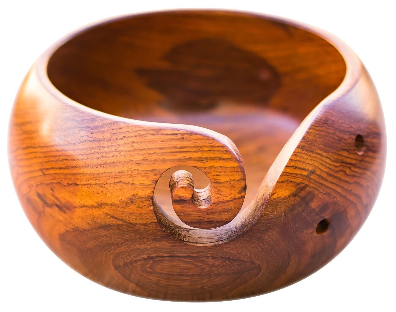 Wooden Yarn Bowl Holder Rosewood - Knitting Bowl with Holes Storage - Crochet Yarn Holder Bowl - Perfect for Mother's Day!