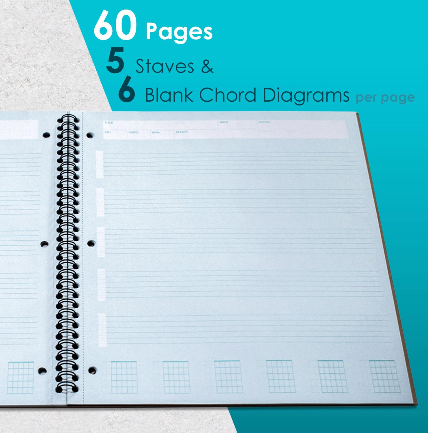 KOALA TOOLS | Guitar Tablature - Guitar Tab Notebook (3 Pack) | 8.5" x 9.75" 60pp. - Blank Paper, Sheets for Music Chord Notation