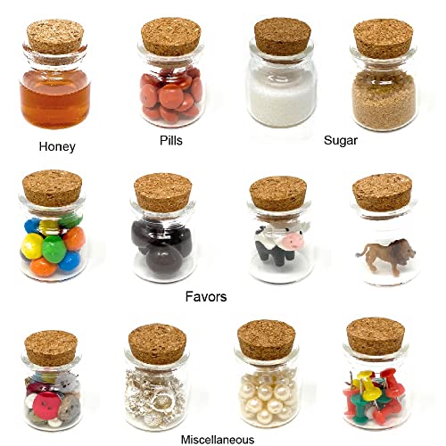 AVELLIM Mini Glass Bottles with Cork Stoppers 20ml 1.6βx1.4β Tiny Spell Jars, Wishing Bottles, Message Bottle for Wedding and Baby Shower Favors (16 Pcs)