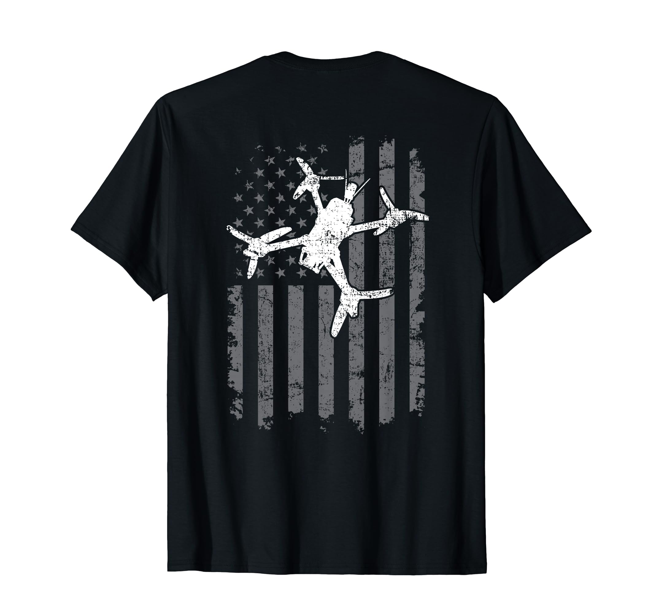 USA Flag FPV Drone Freestyle Race Quadcopter Pilot - ON BACK T-Shirt